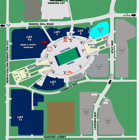 At T Stadium Parking Lot Map