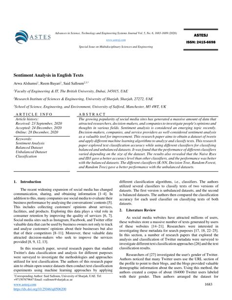 Pdf Sentiment Analysis In English Texts