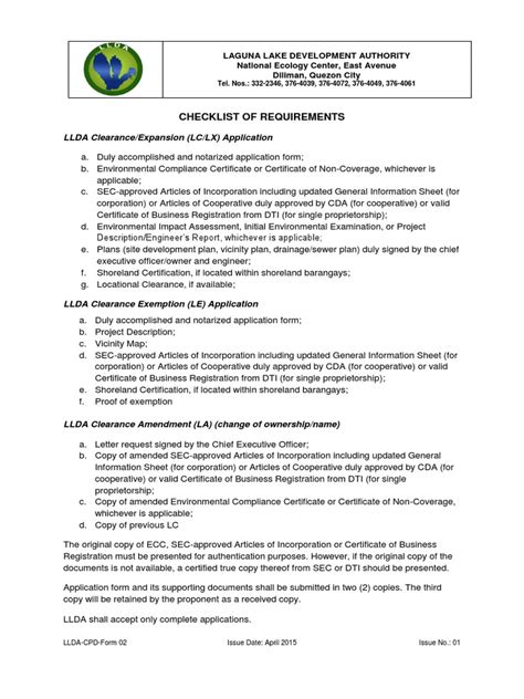 Llda Clearance Checklist Pdf