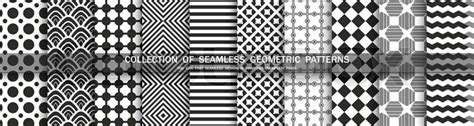 Collection Of Black And White Seamless Geometric Patterns M Colourbox