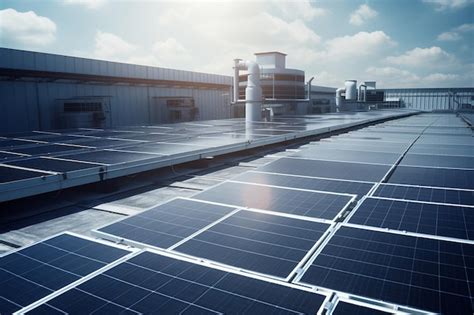 Premium Ai Image Solar Panels On Factory Rooftop