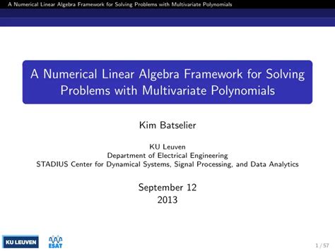 Ppt A Numerical Linear Algebra Framework For Solving Problems With