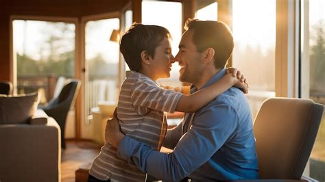 Premium Photo Photo Of A Father And His 9 Year Old Son Soft Lighting
