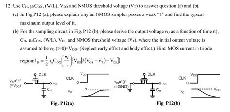 Solved Use CH μnCoX W L VDD and NMOS threshold voltage Chegg