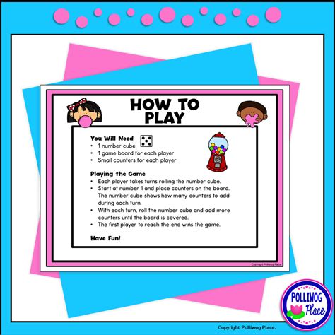 Counting Numbers Game Race To 20 50 Or 100 Bubble Gum Polliwog Place