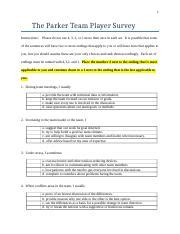 The Parker Team Player Survey 2014 3 Docx 1 The Parker Team Player