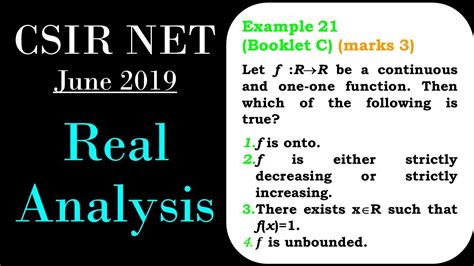 Csir Net Mathematics Real Analysis Continuous And One One Functions And Solutions June 2019
