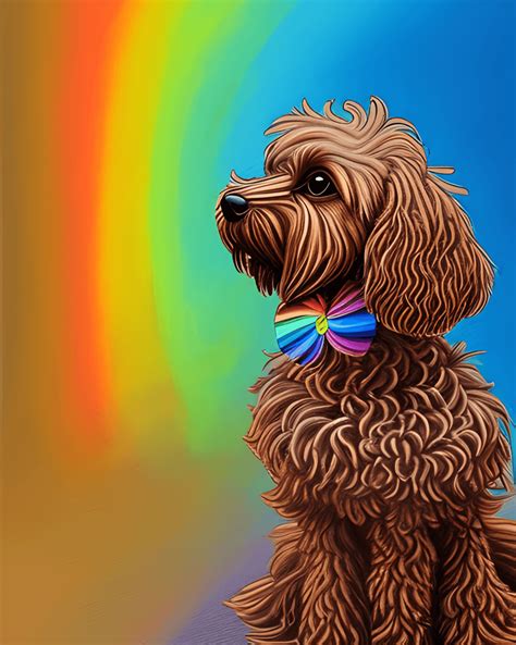 Intricate Detailed Painting Of A Brown Cockapoo In Colorful Pastel