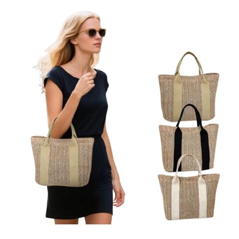 Straw Beach Tote Bag Large Summer Boho Woven Bags Rattan Handmade