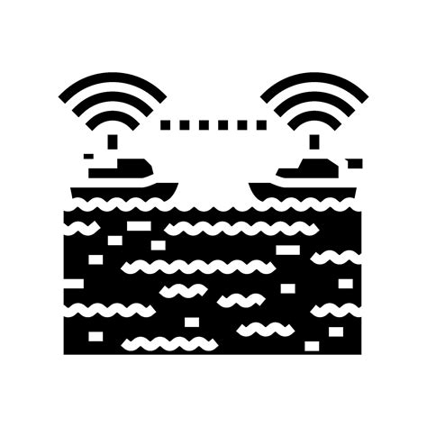 Ship Collision Avoidance Systems Glyph Icon Vector Illustration