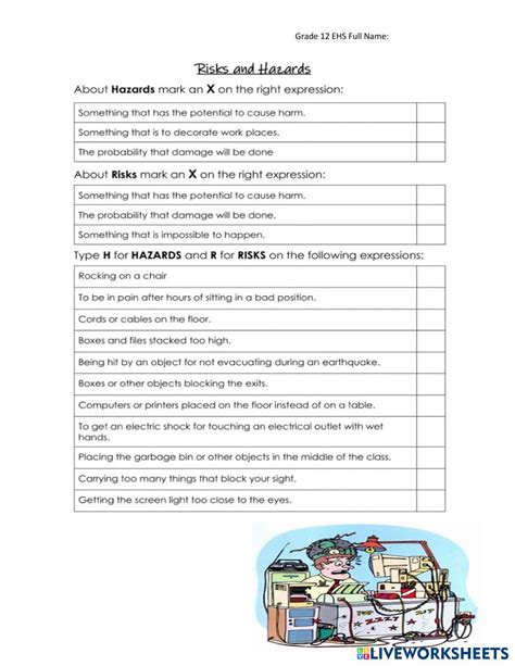 Ehs Hazards And Risks Live Worksheets
