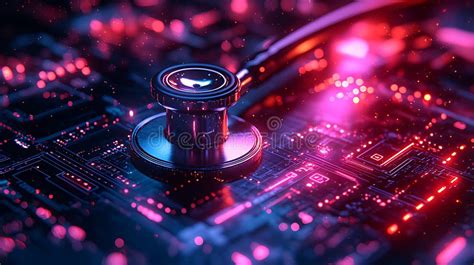 Stethoscope On A Circuit Board Digital Health Concept Stock Illustration Illustration Of Board