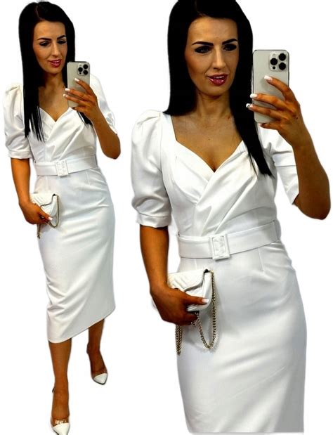 Sukienki Damskie Na Komunię Chrzciny Wesele Sukienka Elegancka Ecru Xxl • Cena Opinie