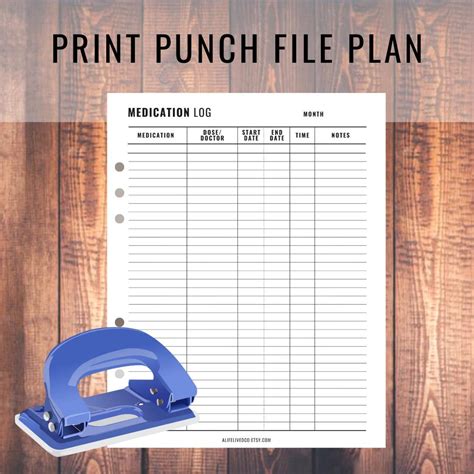 Medication Log Medication Yearly Tracker Printable Journal Page