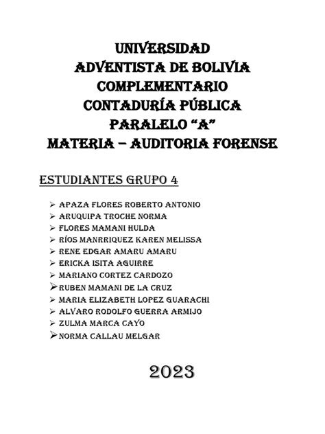 Auditoria Forence Informe El Pajarito S A Final Pdf Auditoría Contabilidad