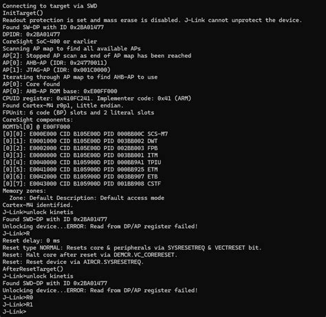 cannot program fmu board using swd j link cannot unlock device nxp