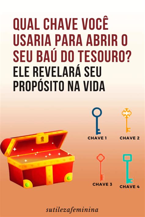 Qual Chave Você Usaria Para Abrir O Seu Baú Do Tesouro Ele Revelará Seu Propósito Na Vida