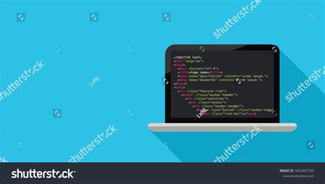Programming Concept Laptop Code Vector Illustration Stock Vector Royalty Free
