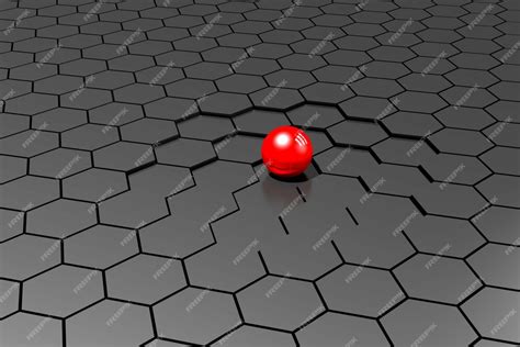 Premium Photo Red Spere And Many Hexagons 3d Illustration