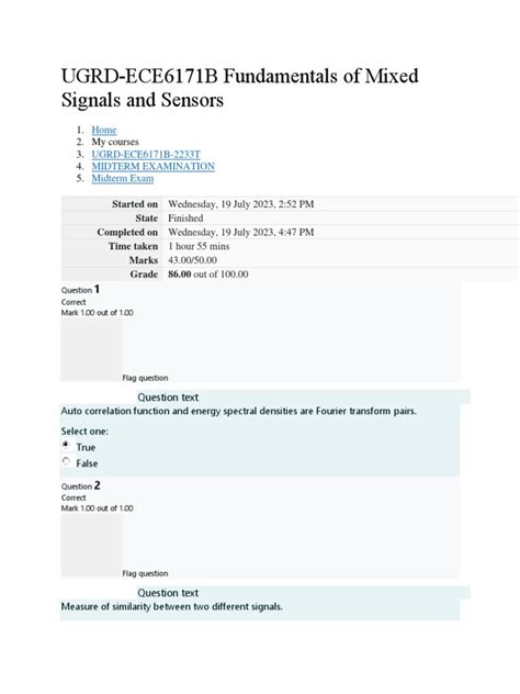 Fundamentals Of Mixed Signals And Sensors Midterm Exam Pdf