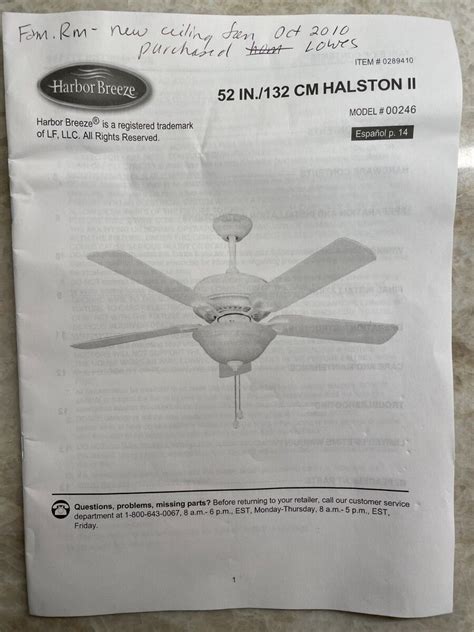 Harbor Breeze Winds Ceiling Fan Installation Instructions