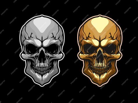 Premium Vector Generative Ai Grey And Golden Death Skull Mascots Ai Generated Character Vector