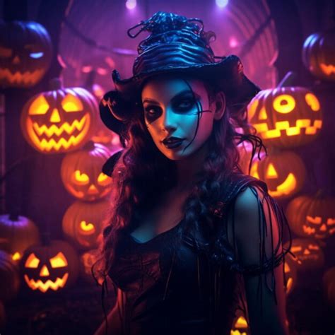 Premium Photo Realistic Photograph Of A Halloween Theme In Neon Colors
