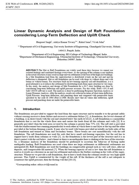 Linear Dynamic Analysis And Design Of Raft Foundat Pdf Foundation Engineering Beam