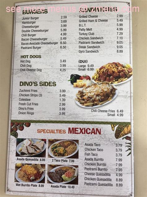 Online Menu Of Dinos Chicken And Burgers Restaurant Pico Rivera