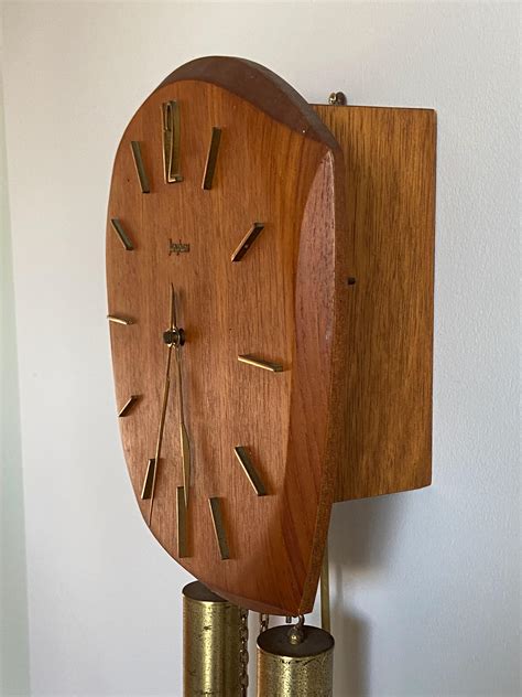 German 1960s Junghans Pendulum Weights Gong Wall Clock For Sale At