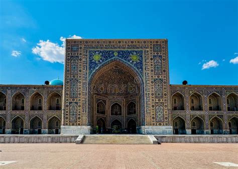 Majestic Islamic Architecture Of Ancient Madrasa In Uzbekistan Stock