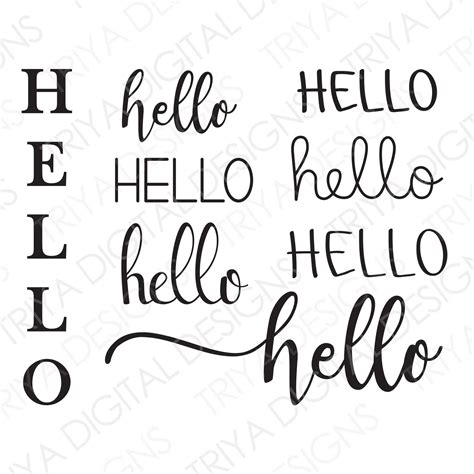 Hello Svg Bundle Of 8 Hello Hand Lettering Front Door Svg Hello