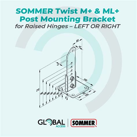Sommer Twist M And Ml Post Mounting Bracket For Raised Hinges Left Or