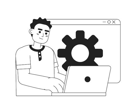 Premium Vector Web Developer Job Black And White Concept Vector Spot Illustration
