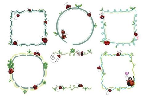 Cute Ladybug And Plant Frame Graphic By Onoborgol · Creative Fabrica