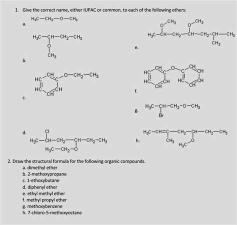 Solved 1 Give The Correct Name Either Iupac Or Common To