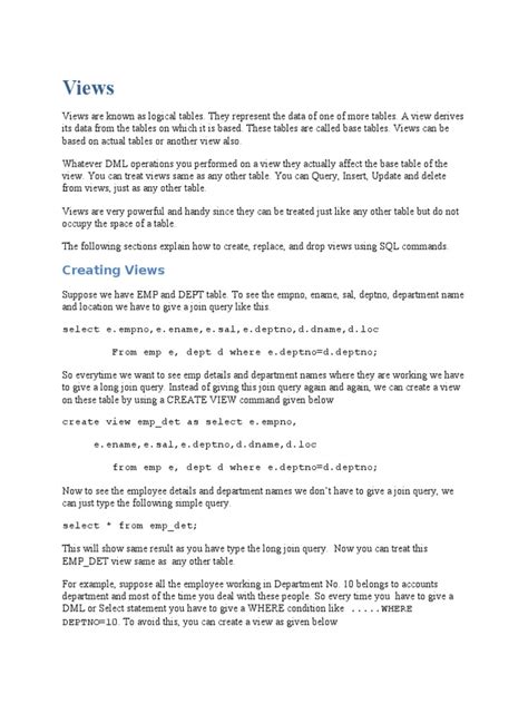 Views Pdf Database Index Sql