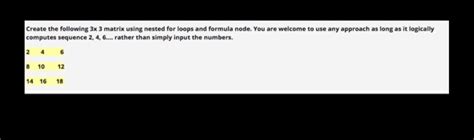 create the following 3x 3 matrix using nested for