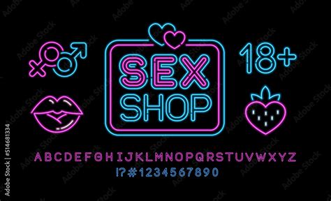 Neon Sex Shop Sing And Icons Set Adult Toys Shop Logo Concept Neon Neon Sex Shop Sing And Icons Set Adult Toys Shop Logo Concept Neon