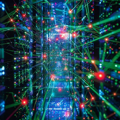 Colorful Visualization Of Data Pathways In A Digital Network Space At