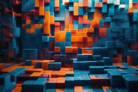 Premium Photo Abstract Background Made Of Tetris Blocks In Blue