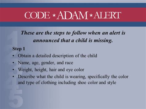 Code Adam Alert Program Background On April 30 2003 “code Adam Act Of