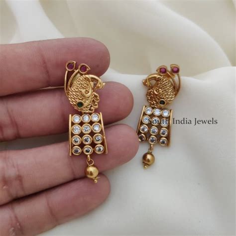 Stunning Peacock Ad Earring South India Jewels