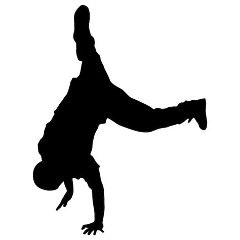 Silhouettes Noires Breakdancer Sur Fond Blanc Vecteur Premium
