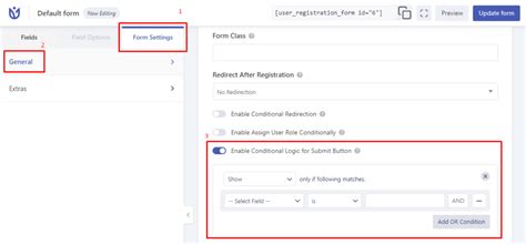 conditional logic user registration