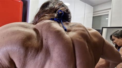 Fbb Huge Offsason Hairy Open Back Lats Hairy Grunt Power Traps For Those Who Liikes Giantess