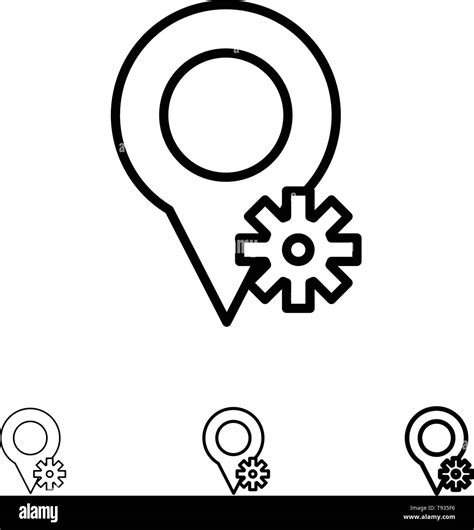 Location Map Settings Bold And Thin Black Line Icon Set Stock Vector Image And Art Alamy