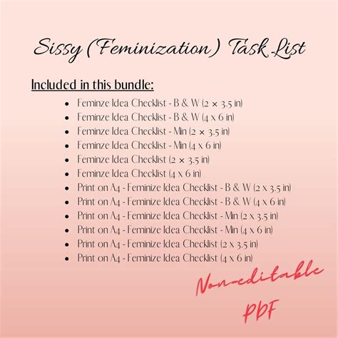 Forced Feminization Adult Sissy Training Task Or Check List Etsy