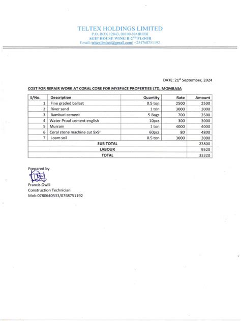 Repair Quotation Pdf