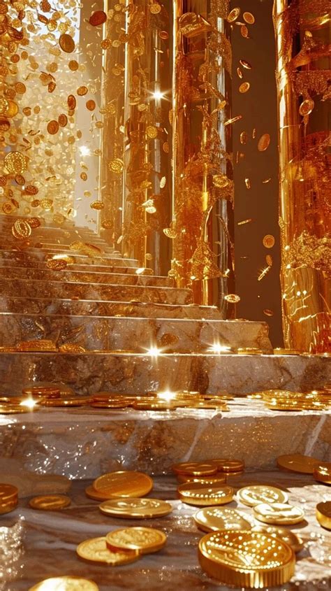2024年发财壁纸 黄金阶梯 花瓣网